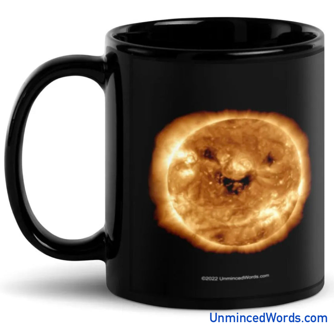 Smiling Sun - Black glossy mug– Unminced Words